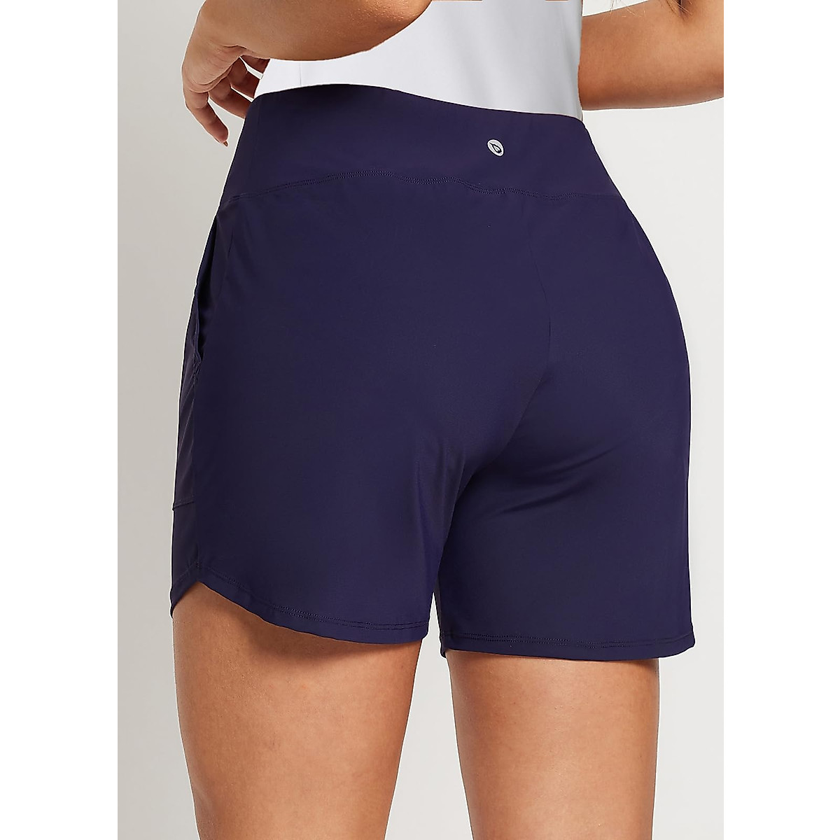 baleaf Women's Swim Shorts Tummy Control Modest Swimsuits Bathing Suit Bottoms 5" Board Shorts Beach Trunks with Pockets Dark Blue 2XL