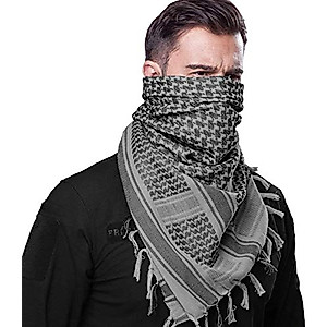 FREE SOLDIER Scarf Military Shemagh Tactical Desert Keffiyeh Head Neck Scarf Arab Wrap with Tassel 43x43 inches (Gray)