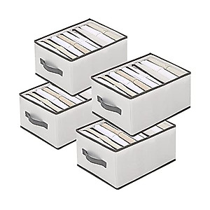 4pcs Wardrobe Clothes Organizer for Jeans, Clothes Organizer for Folded Clothes, PP Plate Nylon Mesh Foldable Closet Organizers and Storage for Pants, Underwear, Sweater, T-shirt, Dress (9Grids)