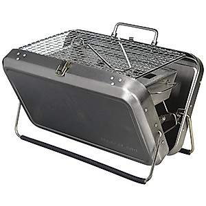 Kikkerland BQ01 Portable BBQ Suitcase, Silver