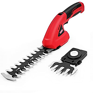 MZK Cordless Grass Shears & Hedge Trimmer, 7.2V Battery Powered Shrubbery Trimmer, 2 in 1 Handheld Grass Clippers, Electric Grass Trimmer Hedge Trimmer, Grass Cutter with Charger