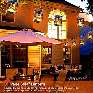 Ollivage Solar Flame Lantern Light, Solar Torch Light Outdoor Hanging Lantern Lights Decoration Lighting Solar Powered Garden Light Dusk to Dawn Auto Turn On/Off for Tree Pathway, 2 Pack