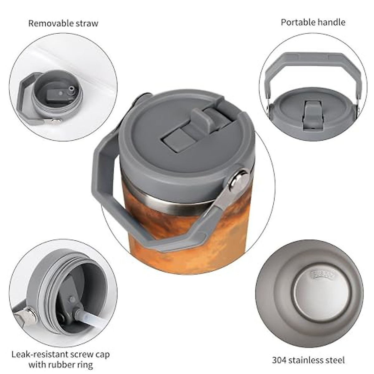 Mountain And Water at Sunset 30oz Stainless Steel Insulated Tumbler with Straw & Foldable Handle - Leakproof, Double-Wall Vacuum Travel Thermos for Hot/Cold Drinks, Non-Slip Base, Fit Cup Holders