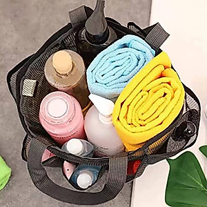 Portable Mesh Shower Caddy with Waterproof Bag , Quick Dry Hanging Toiletry Bag, 10 Storage Pocket Handle Bath Organizer for College Dorm Room Essentials, Gym, Bathroom, Mobile phone waterproof bag