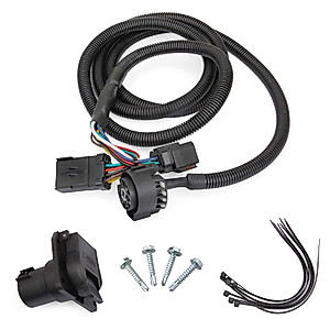 MITZONE 7-Foot 7-Pin Truck Bed Trailer Wiring Plug Harness Extension Compatible with 1995-2009 Dodge Ram 1500 2500 3500, 1995-2010 Dodge Dakota for Fifth-Wheel and gooseneck Trailers