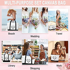 YOOLIFE Bridal Shower Gifts Bride To Be - Canvas Bag Tote Bag Make Up Bag Bridesmaid Proposal Wedding Day Bachelorette Party Maid Matron Of Honor Personalized Gift October Birthday Gifts Initial P
