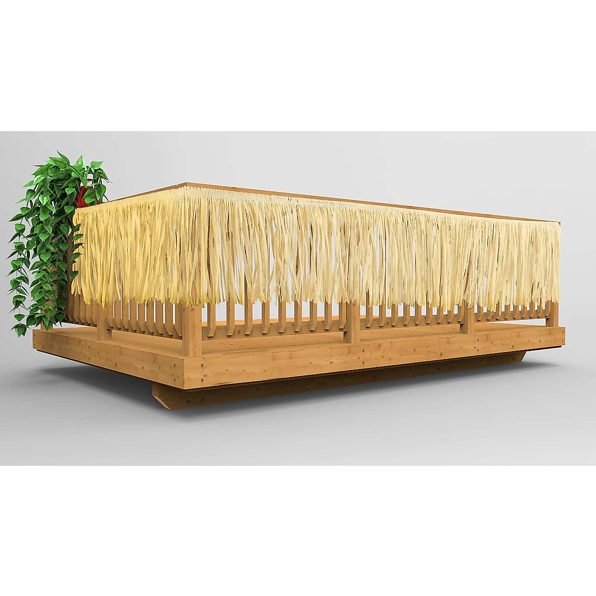 Hawaiian Luau Grass Raffia Fringe Banner Table Skirt for Tropical Birthday Party Tiki Bar, Tent,Chair Skirt,Deck Skirt,Garland Graduation Summer Beach Decorations