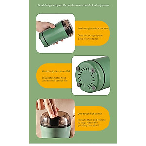 GTUOXIES Electric Grinding Miller, Portable Grain Grinder, Household Flour Miller, Fine Milling, Dry and Hard Grinding for Coffee, Spice, Pepper Beans and More, Stainless Steel Blades (Green)