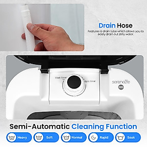 SereneLife PUCWM200 Portable Machine Full-Automatic Compact Washer with Washing Programs Ideal for RV, Dorm, Apartment (White)