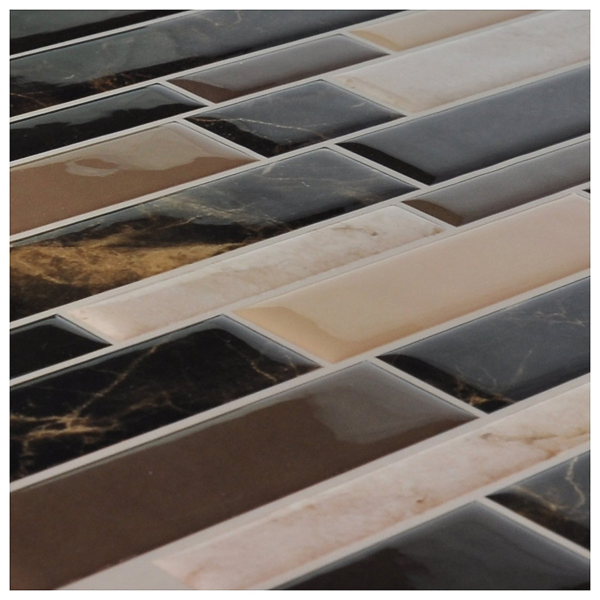 Art3d 6-Pack Peel and Stick Vinyl Sticker Kitchen Backsplash Tiles, 12" x 12" Marble Design