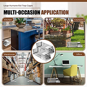 Qualirey 2 Pack Large Humane Rat Trap 15 Inches Combined Automatic Continuous Rat Trap Cage Reusable Rat Traps Indoor for Home Rat Traps Catch and Release Outdoor Mouse Single Door Metal Rat Trap