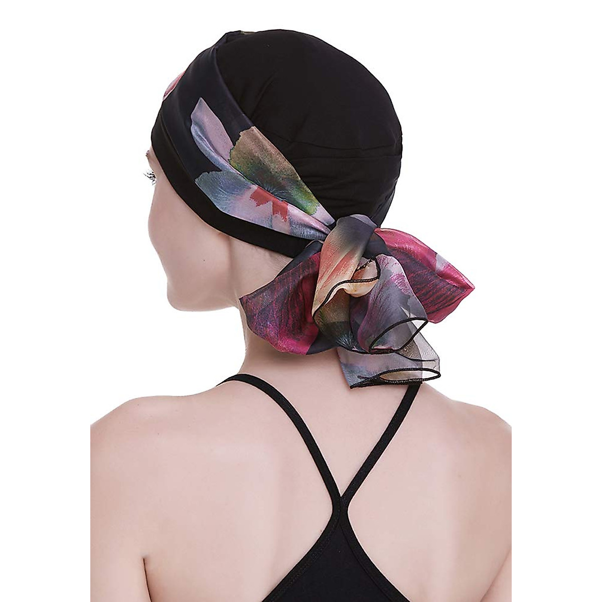 FocusCare Black Chemo Turbans for Alopecia Women Cancer Patients Headwear Medical Cap