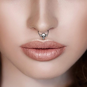 Pierced Owl 16GA Stainless Steel Skull Septum Nose Captive Bead Ring