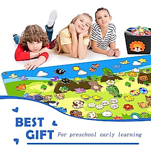 204Pcs Animals Felt Busy Board Story Set with Storage Bag Preschool Large Wall Storyboard Forest Themed Early Learning Interactive Play Kit Wall Hanging Gift for Toddlers Kids 40 X 28 Inch