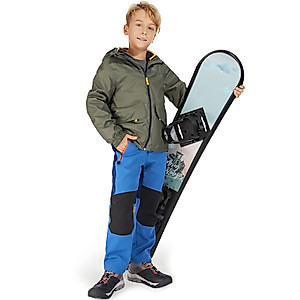 Jessie Kidden Kids Boys Girls Youth Waterproof Windproof Hiking Ski Snow Pants Elastic Waist Warm Insulated Fleece Lined Winter Pants #16010-Light Blue,10-12Years