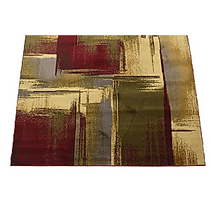 Unique Loom Barista Collection Modern, Abstract, Urban, Distressed, Rustic, Warm Colors Area Rug, 5 ft x 8 ft, Multi/Olive