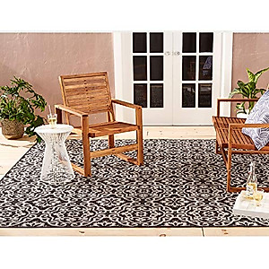Nicole Miller New York Patio Country Danica Transitional Geometric Indoor/Outdoor Area Rug, Black/Grey, 7'9"x10'2"