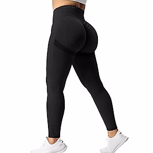 YEOREO Scrunch Butt Lift Leggings for Women Workout Yoga Pants Ruched Booty High Waist Seamless Leggings Compression Tights Black M