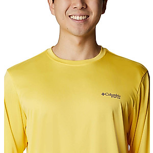 Columbia Men’s PFG Terminal Tackle Destination Long Sleeve, Sun Protection, Sun Glow/Louisiana, Large