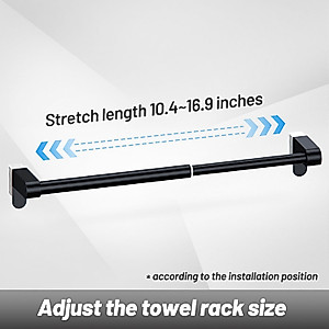 VEHHE Kitchen Towel Holder - 2pcs Over Cabinet Door Hand Dish Towel Bar Rack Holders with 2 Hooks＆ VEHHE Kitchen Towel Holder, Retractable Kitchen Towel Rack, Hooks Adjustable to Door Thickness.