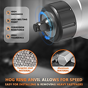 ENERTWIST 8.5A Electric Impact Wrench 1/2 Inch 450 N.M Max Torque Corded 4 Sockets Impact Wrench with Hog Ring Anvil
