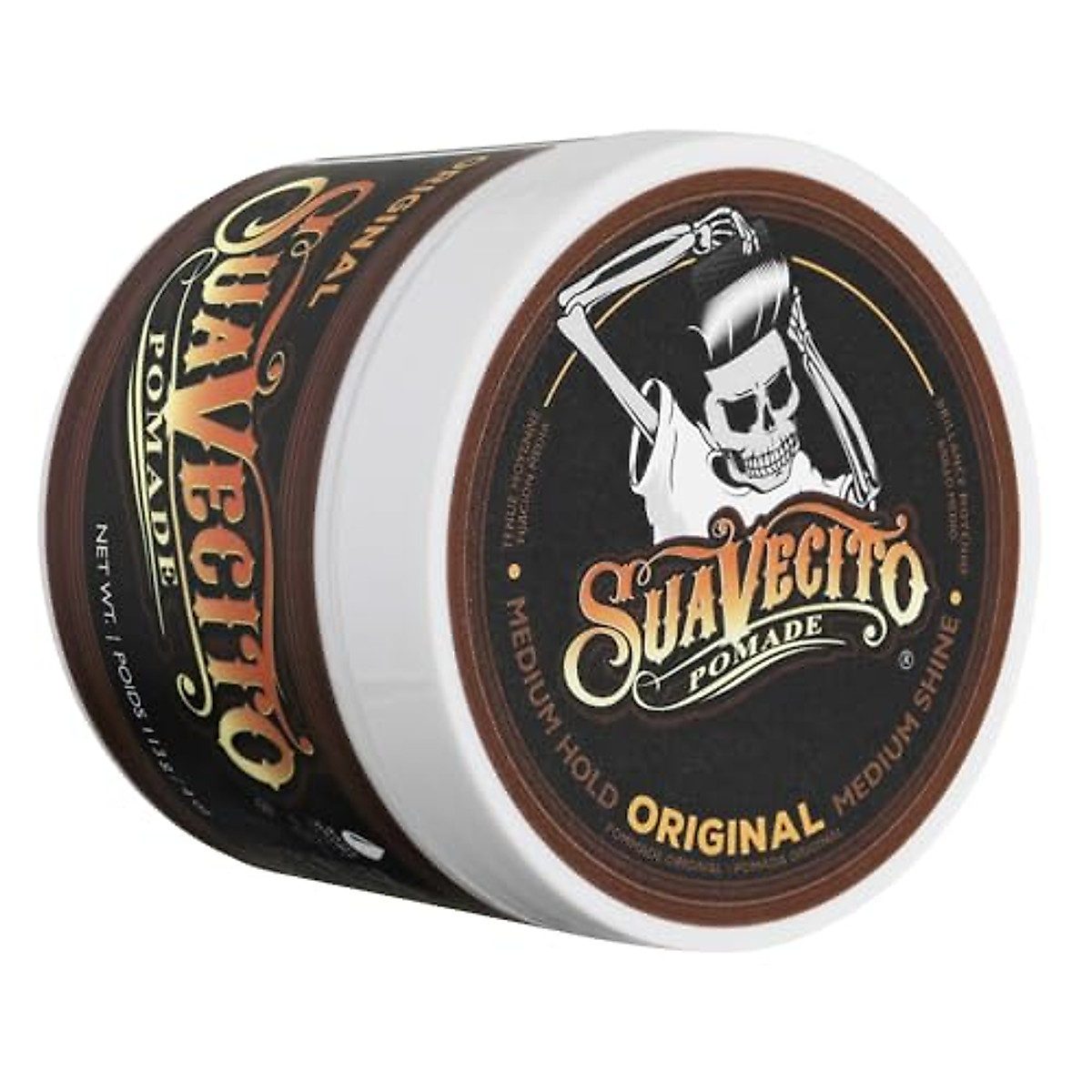 Suavecito Pomade Original For Men 4 oz, 1 Pack - Medium Shine Water Based Wax Like Flake Free Hair Gel - Easy To Wash Out - All Day Hold For All Hairstyles