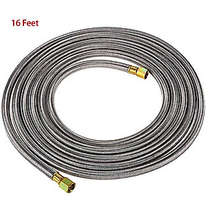 MENSI 16 Feet Stainless Steel Braided BBQ Grill Extension Propane Hose 3/8" Female Flare Threads