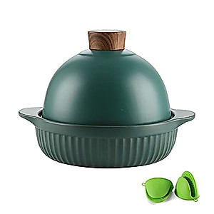 YLWX Cooking Tajine Crock Pot Moroccan, Tagine Casserole Pot Claypot, Handmade All Natural Terracotta Pot (Color : Green)
