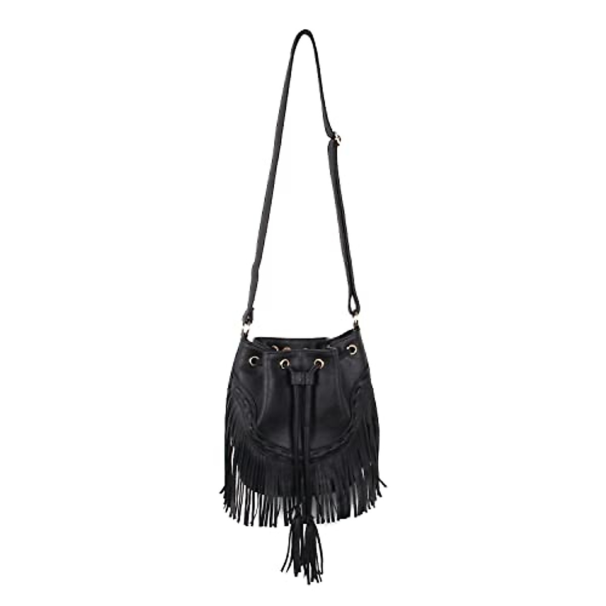 Lanpet Women Fringed Tassel Cross Body Bag Leisure Boho Bucket Shoulder Bag