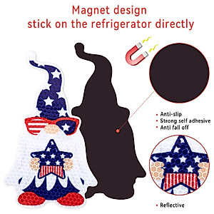 Whaline 24Pcs 4th of July Reflective Car Magnets Patriotic Refrigerator Magnets Independence Day Gnome Fridge Decor USA Flag Star Bulb Light Magnet with Lines for Kitchen,Metal Door,Cabinets,Mailbox
