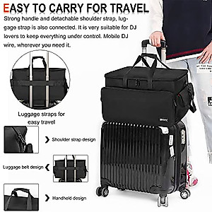 IBVIVIC High Capacity Gig Band Cable File Bag, 600D Oxford With with Adjustable Dividers and Double Separate Bags, for Cords, Sound Equipment, DJ Gear, Musician Accessories