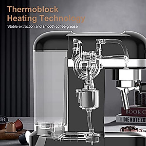 Geek Chef Espresso Machine 20 Bar Pump Pressure Cappuccino latte Maker Coffee Machine with ESE POD filter&Milk Frother Steam Wand&Pressure gauge, 1.5L Water Tank, Stainless steel