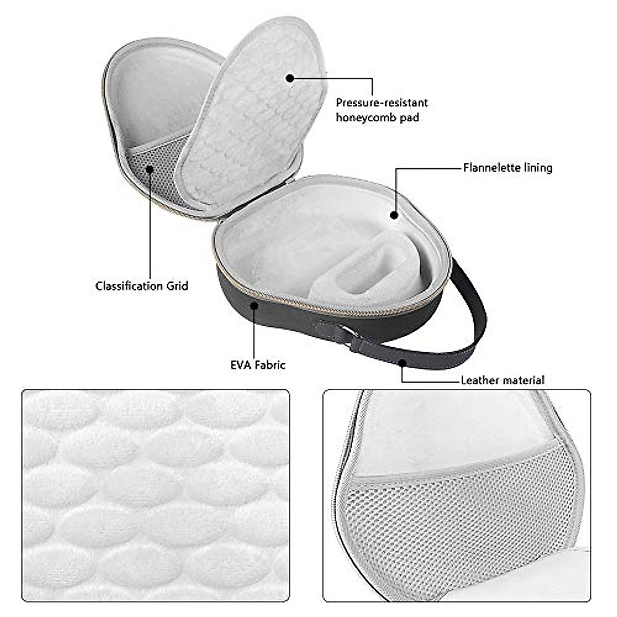 Pinson Hard Carrying Travel Case for AirPod Max Headphones, with Silicone Earpads Cover for AirPod Max (Black)