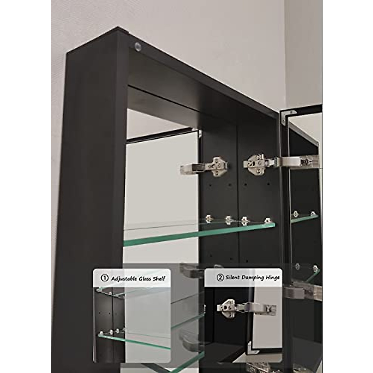 ZAYEN Bathroom Mirror Cabinet, Metal Bathroom Mirror Cabinet Modern Wall Mounted Rectangle Storage Cabinet Locker Wall Cabinet with Makeup Mirror