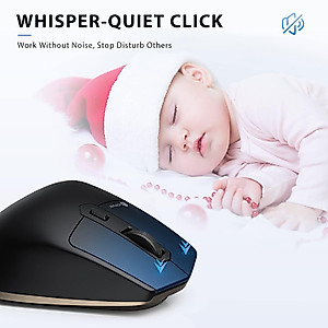 iClever Wireless Mouse with Bluetooth or USB Receiver, 5 Adjustable 2400DPI Rechargeable Computer Mouse, Wireless Mouse for Laptop, iPad, MacBook, Tablet, PC