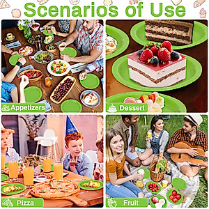 QZYL 50 PCS Disposable Plates Lime Green, 7" Bulk Paper Plates, Dessert Plates Disposable, Heavy Duty Paper Plates, Party Dinnerware for Green Party Theme Wedding Bridal Birthday Party Decorations