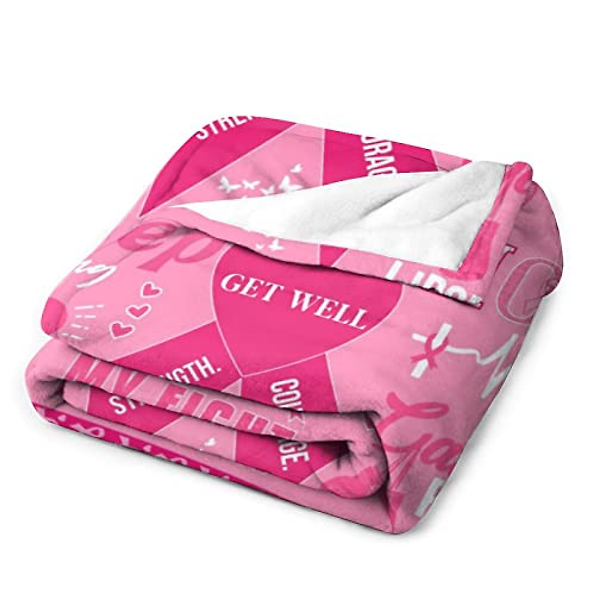Breast Cancer Gifts for Women Throw Blanket, Get Well Soon Survivor Gifts Breast Cancer Pink Soft Blanket for Women 50"X 60"