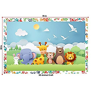Moiré Baby 3D Paper Craft Animal Learning Baby Play Mat Extra Large 76 in. x 58 Padded ABC Crawling Carpet for Babies (3D Paper Craft Animal)