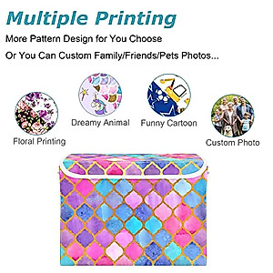 CaTaKu Lattice Rainbow Storage Bins with Lids Fabric Large Storage Container Cube Basket with Handle Decorative Storage Boxes for Organizing Clothes Shelves