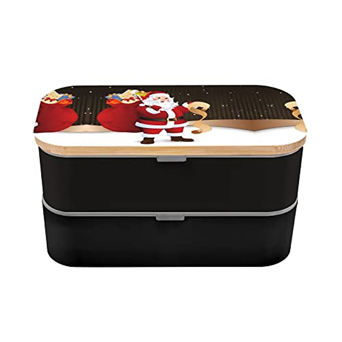 KOOLR Santa Claus Print Bento Box Adult Lunch Box With 2 Compartments Stackable For Work Picnic Leak Proof Bento Box