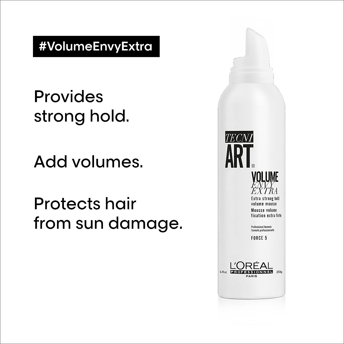 L'Oreal Professionnel Full Volume Extra - Styling Mousse For All Hair Types, Provides Strong Hold