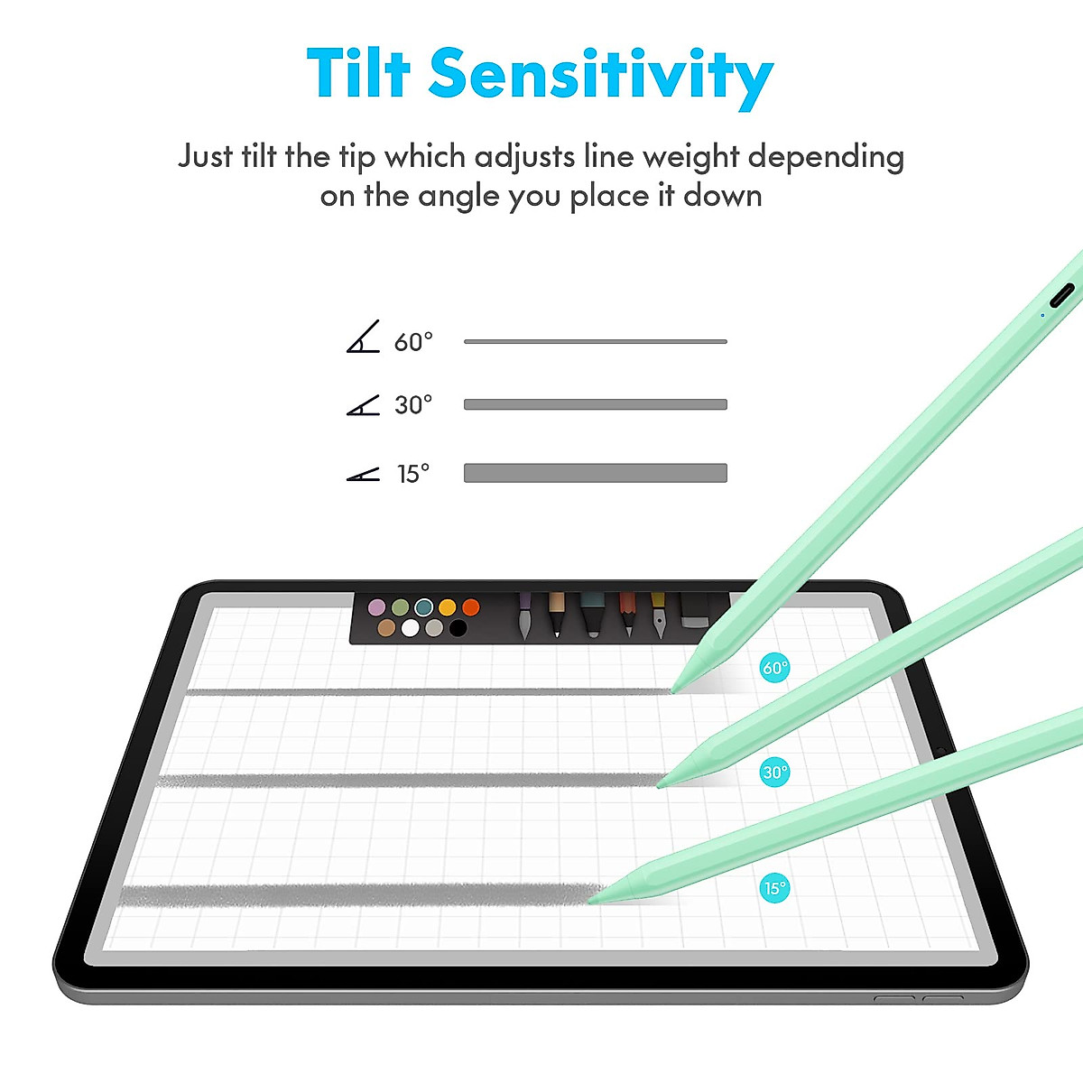 Stylus Pen for iPad with Tilt Sensor & Fast Charge, Cisteen Active Pencil with Palm Rejection Compatible with 2022-2018 Apple iPad Pro 11/12.9,iPad 10/9/8/7/6th Gen,iPad Air 5/4/3,iPad Mini 6/5