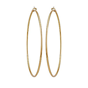 GUESS Extra Large Goldtone Clutchless Hoop Earrings