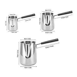 Turkish Coffee Pot,Mocha Pot Stainless Steel,Modern Turkish Coffee Pot,Hot Chocolate Pot,Milk Warmer,Butter and Chocolate Melting Pot,Long Handle Heat Resistant Milk Frothing Jug for Home(350ml),