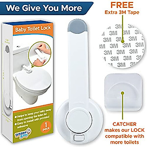 Toilet Lock Child Safety - Ideal Baby Proof Toilet Seat Lock with 3M Adhesive | Easy Installation, No Tools Needed | Fits Most Toilet Seats - White (1 Pack)