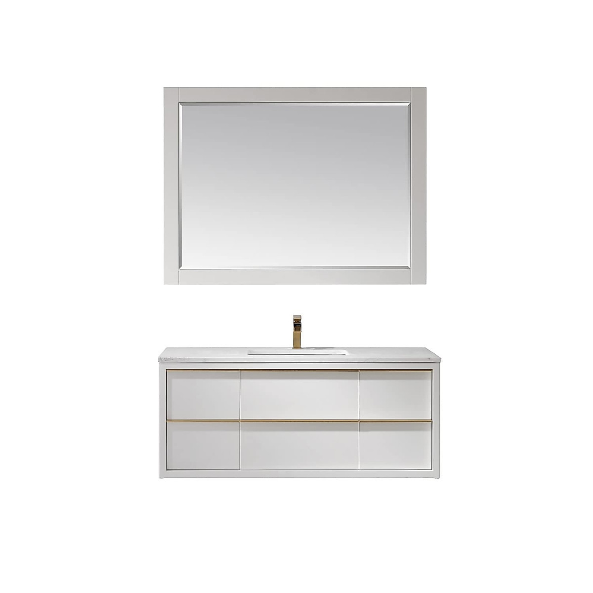 Altair Design Morgan 48" Carrara White Stone Countertop Single Vanity w/Mirror White