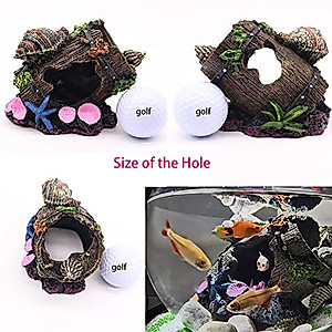 Ulifery Small Cute Barrel Fish Tank Decorations Aquarium Hideaway Cave House with Shell