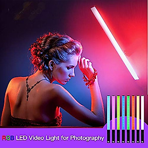 LUXCEO RGB LED Photography Lighting Portable Wand Handheld LED Video Light 1000 Lumens CRI 95+ USB Rechargeable with Remote Control, Carry Bag, Adjustable Color Temperature 3000K-6000K and 36 Colors