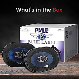 Pyle 5” x 7” Car Sound Speaker (Pair) - Upgraded Blue Poly Injection Cone 3-Way 300 Watts w/Non-fatiguing Butyl Rubber Surround 80-20Khz Frequency Response 4 Ohm & 1" ASV Voice Coil - PL573BL, Apple