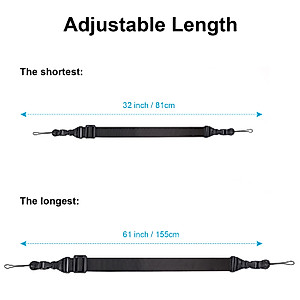 GROLEOA [2 Pack] Replacement Shoulder Strap Universal Adjustable Shoulder Strap for Laptop iPad Tablet Phone Case Messenger Camera Luggage Duffel Bag, Nylon Neck Strap 32"-61", Black